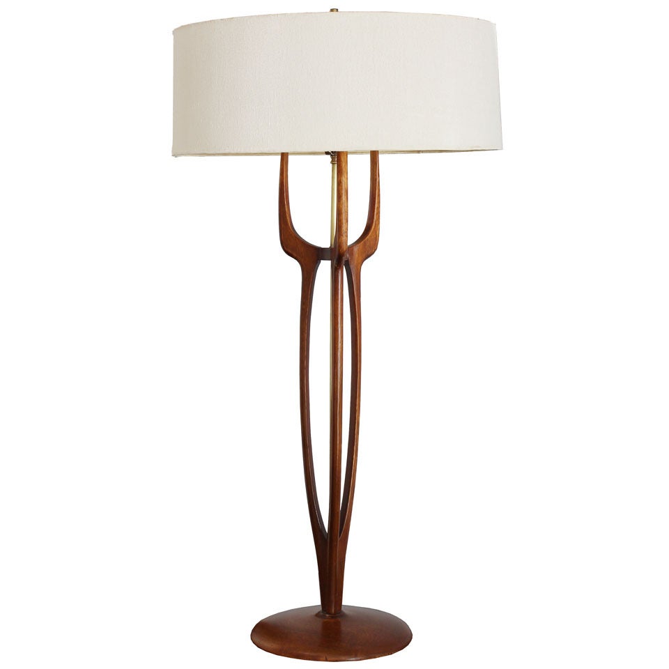 Large Walnut Table Lamp at 1stDibs
