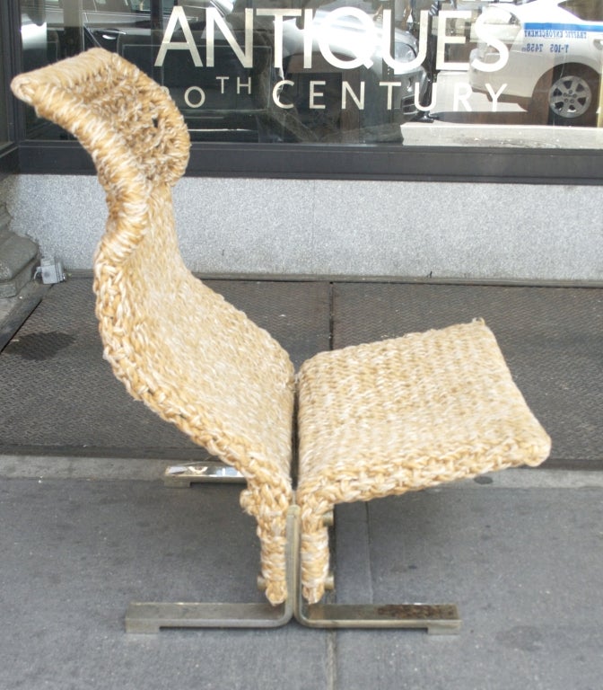 A Pair of Macrame Lounge Chairs by Saporiti, ITALY, c.1975 at 1stDibs