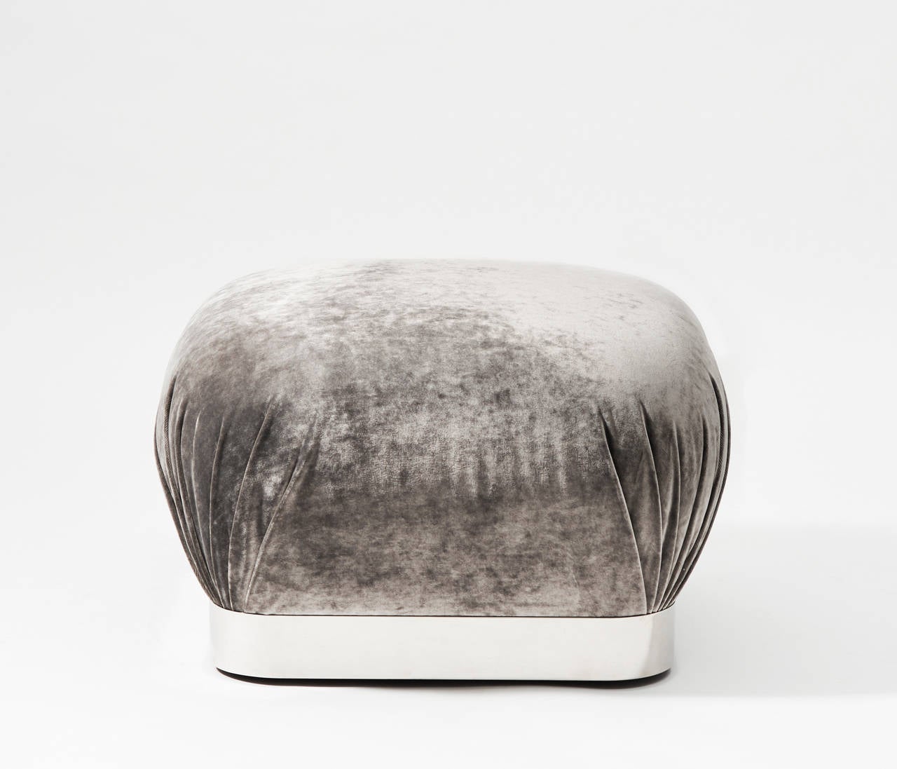 Karl Springer, Pair of Velvet Poufs, USA, 1970s at 1stDibs