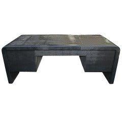 Black Lizard Embossed Executive Desk by Karl Springer, USA, 1988 at 1stDibs