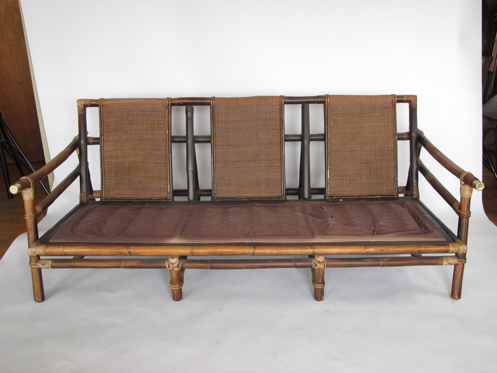 Ficks Reed Bamboo Living Room Suite with Wall Mounted Shelf at 1stDibs