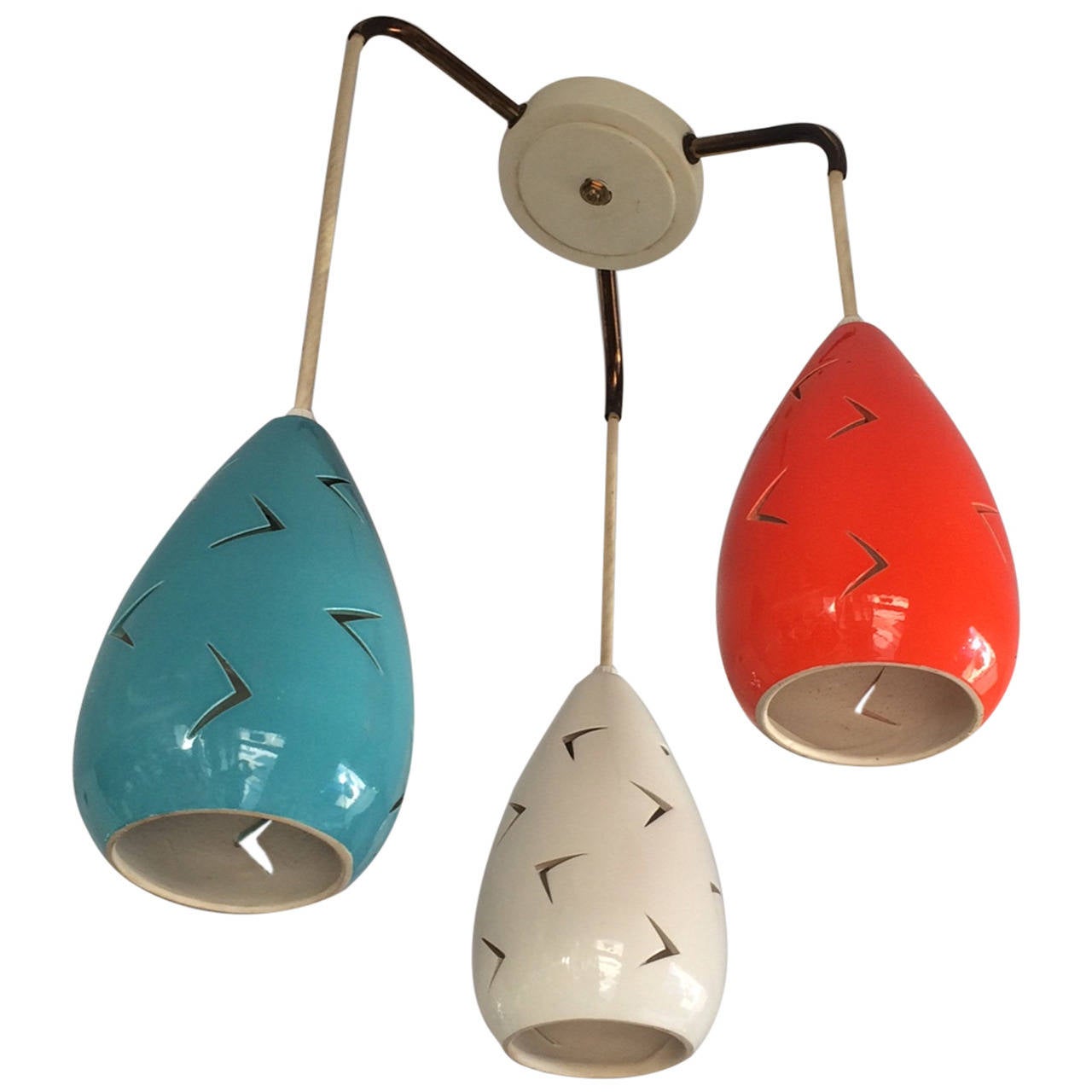 Charming Mid-Century Ceramic Chandelier at 1stDibs