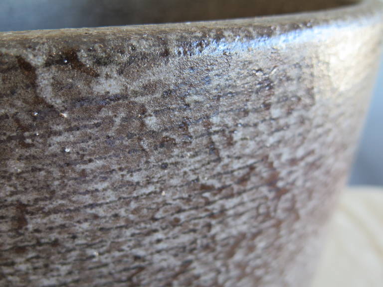 Pair of Textured Brown Glaze Planters by Gainey Pottery at 1stDibs