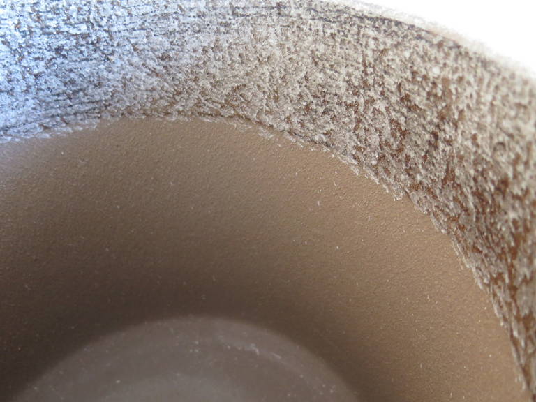 Pair of Textured Brown Glaze Planters by Gainey Pottery at 1stDibs