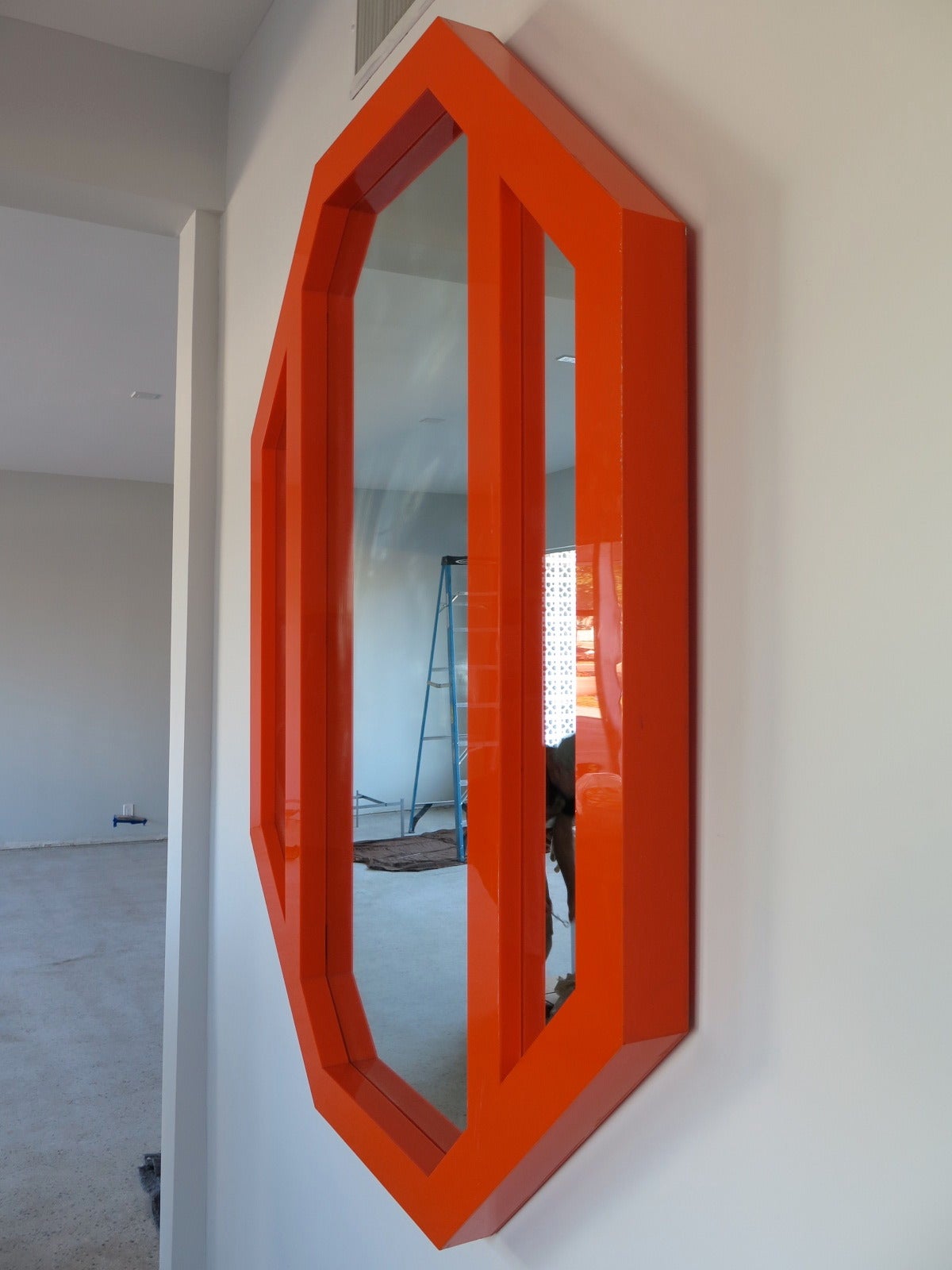 Massive 1970s Orange Plexiglass Mirror at 1stDibs