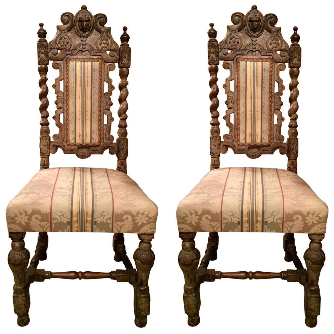 Pair 17th Century English Hall Chairs For Sale at 1stdibs