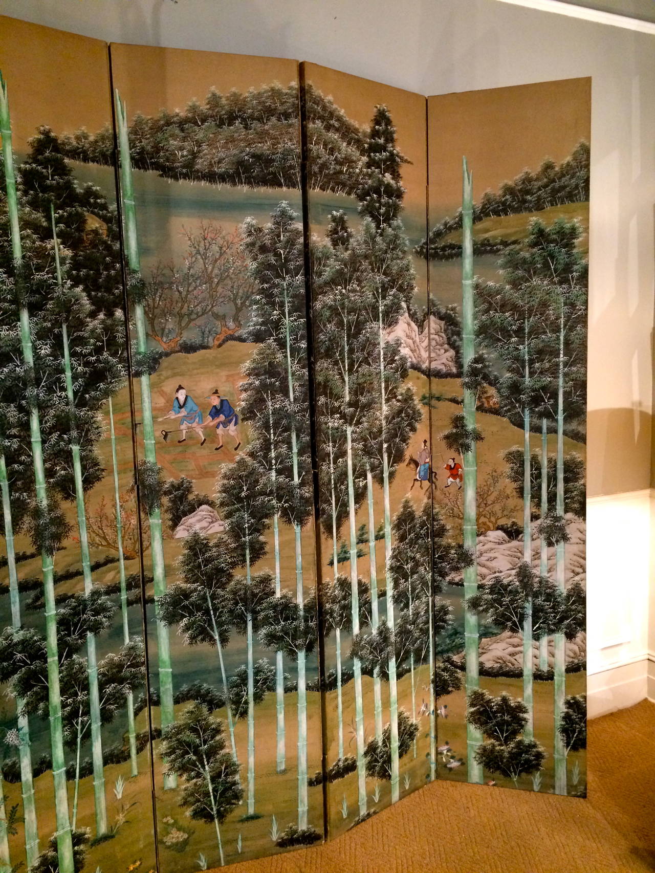 Large Chinese Painted Screen With Bamboo Forest For Sale at 1stDibs ...