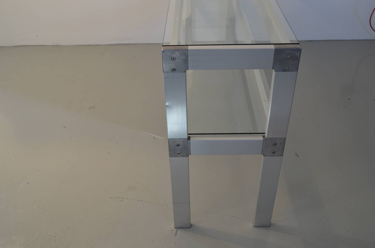 Two-Tier Metal and Glass Console For Sale at 1stDibs | two tier console ...
