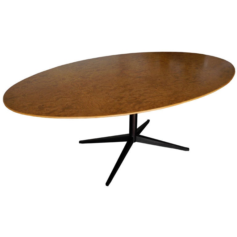 Burl Wood Oval Table by Stow Davis at 1stDibs