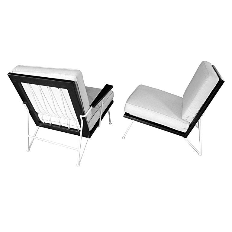 Mid-Century Modern Wood, Metal and String Lounge Chairs by Swanson ...