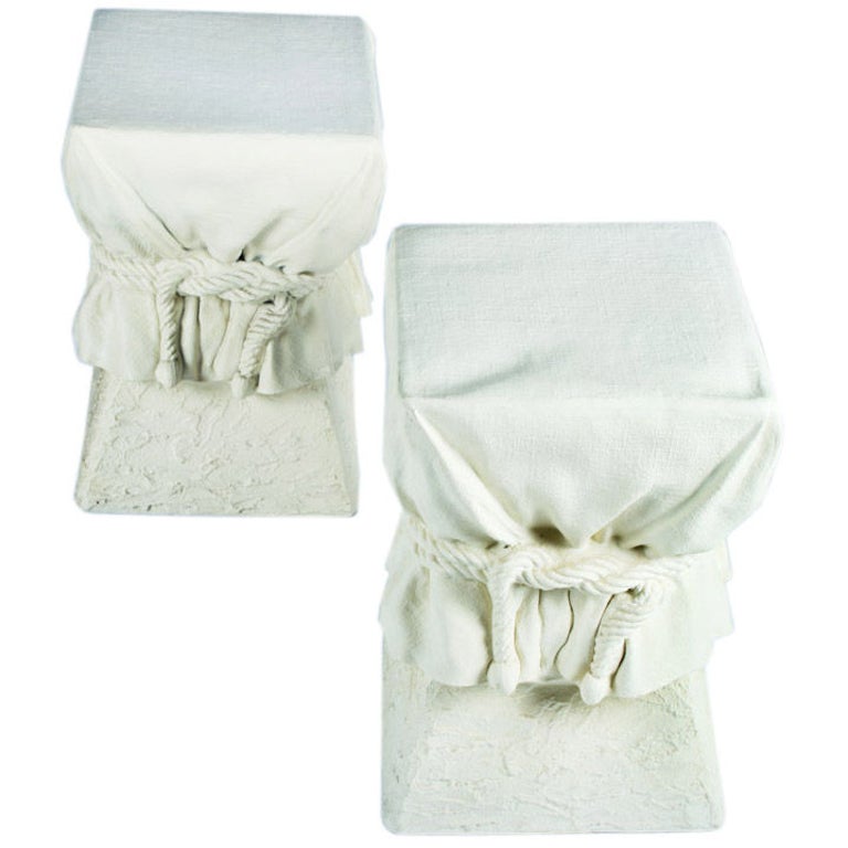 American Roped Drapery Pedestal Occasional Tables after Alberto Pinto ...
