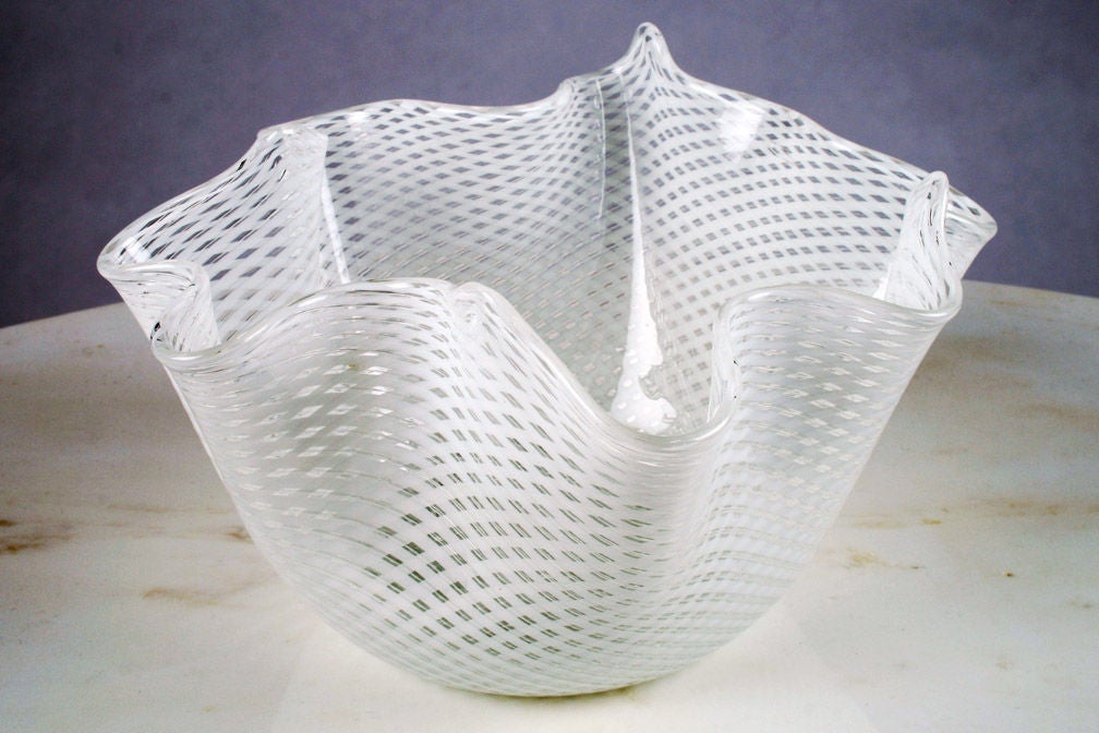 Latticino Fazzoletto Glass Vase at 1stDibs