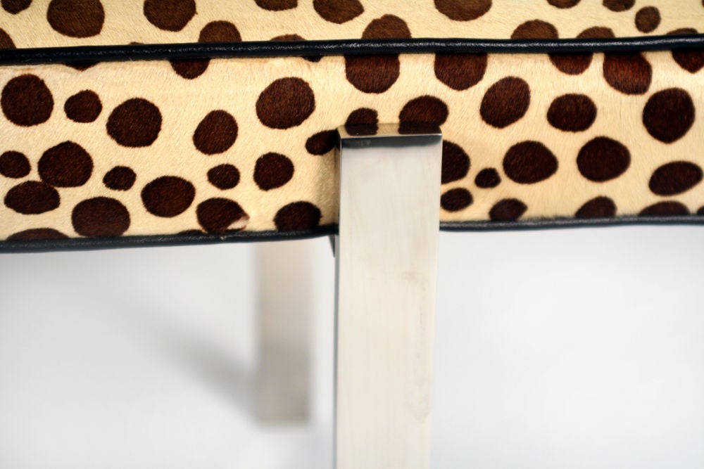 Faux Leopard Print and Polished Steel Bench by Pace at 1stDibs ...