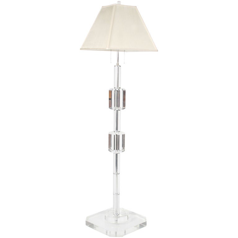 Pair of Vintage Greek Key Lucite Lamps Attributed to Les Prismatiques ...