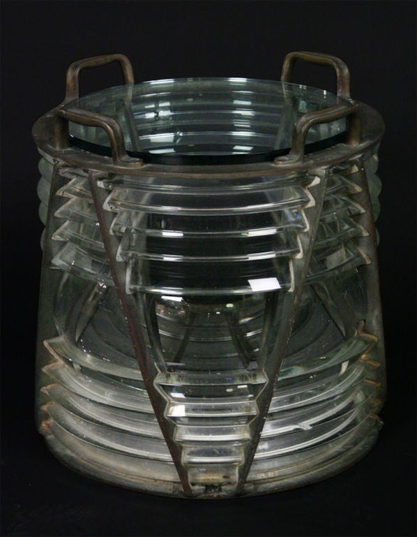 Fresnel Lens Glass and Bronze Occasional Table at 1stDibs