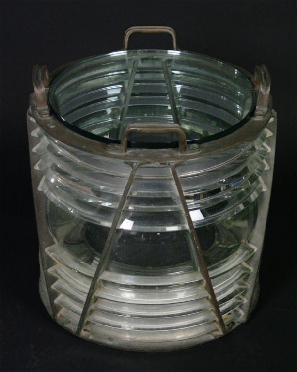 Fresnel Lens Glass and Bronze Occasional Table at 1stDibs