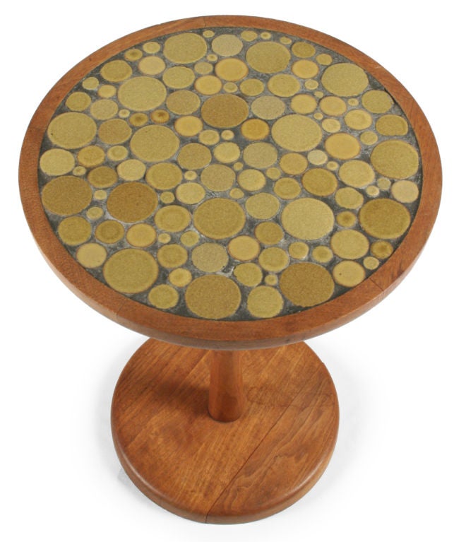 American Ceramic 'Coins' Tile Top Pedestal Occasional Table by Gordon ...