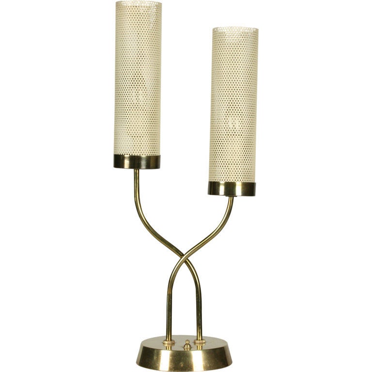 Pair of Stone White Double Stack Ceramic Lamps by Gordon Martz at 1stDibs