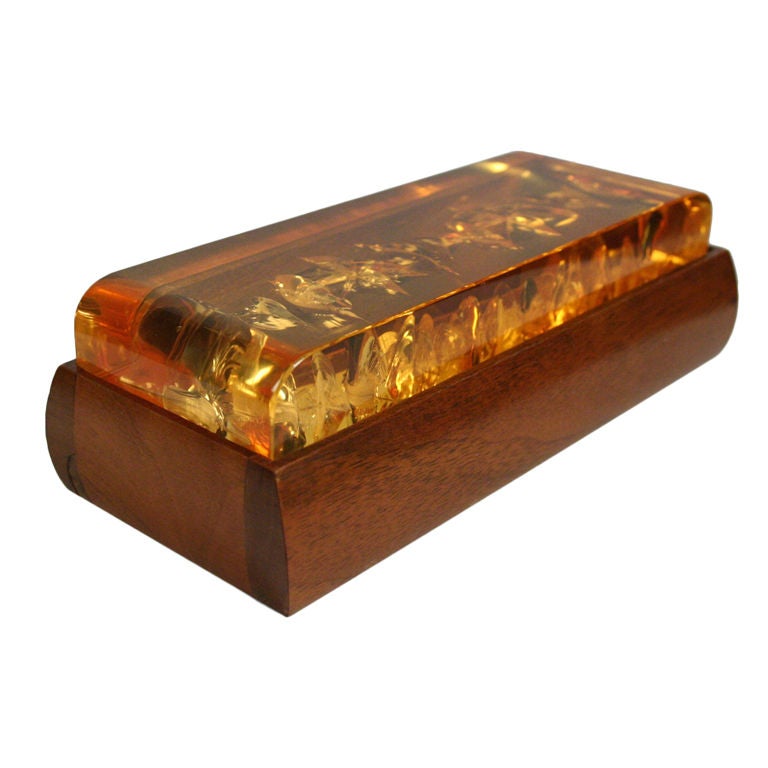 Cracked Resin Amber Keepsake Box at 1stDibs