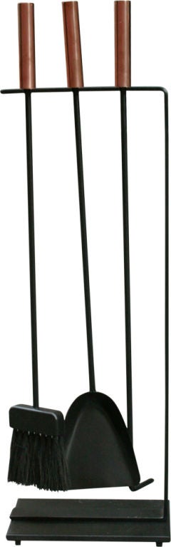 Modernist Set of Three Copper Handled Firetools at 1stDibs