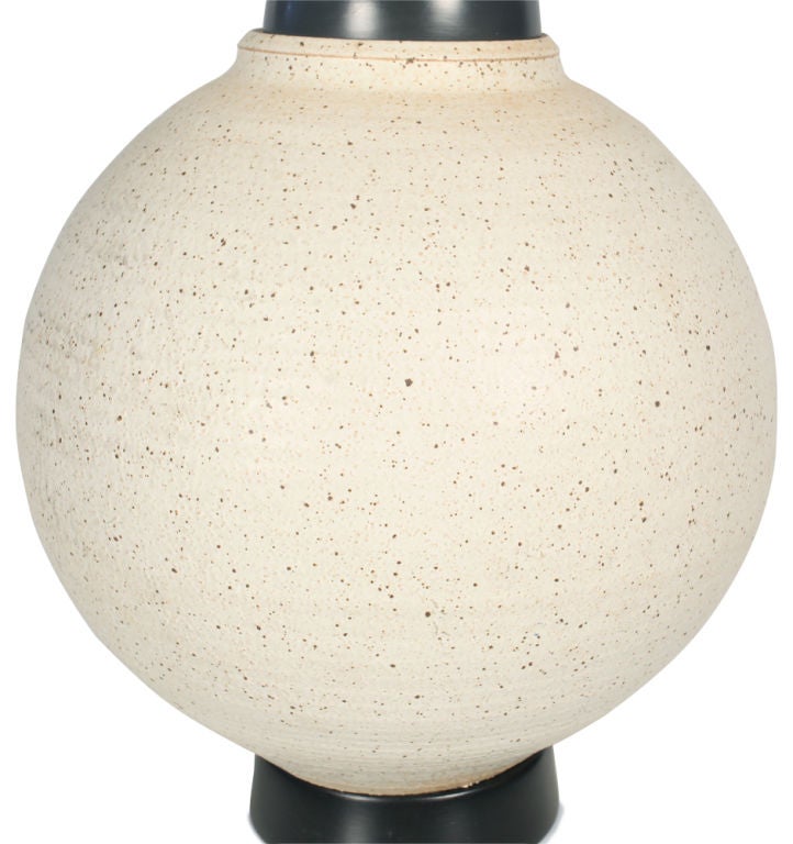 Large Round Speckle Glazed Ceramic Table Lamp at 1stDibs