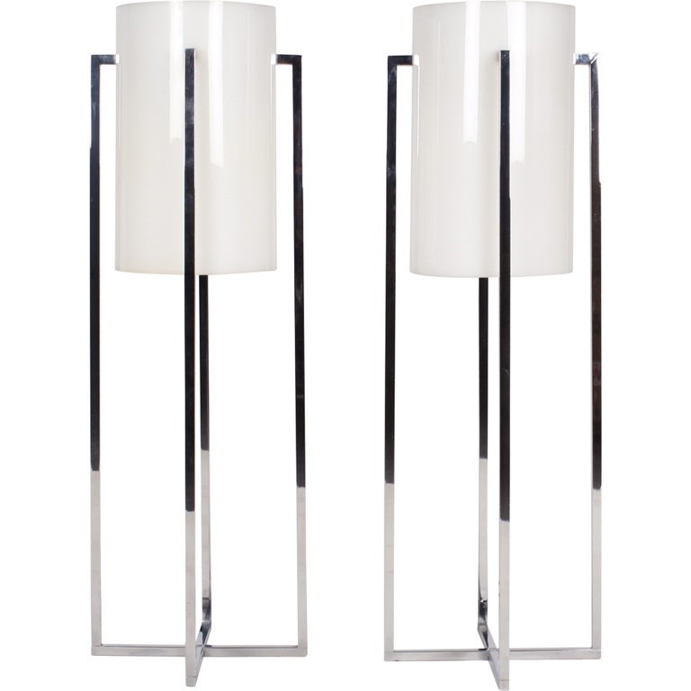 Pair of Wicker Fish Trap Table Lamps by Raymor For Sale at 1stDibs