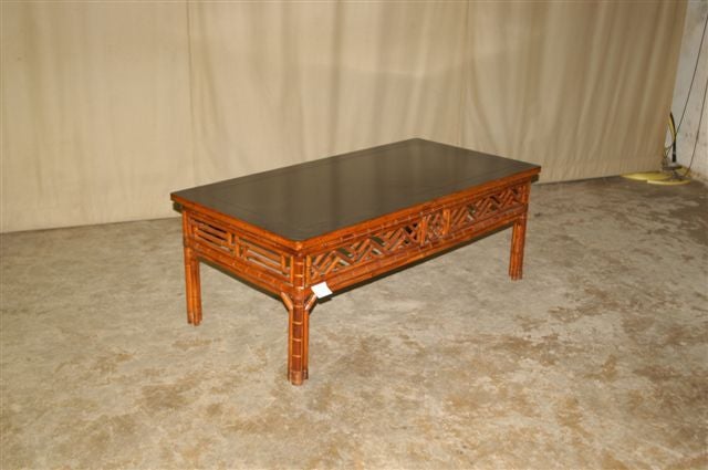 Bamboo Low Table With Black Lacquer Top at 1stDibs