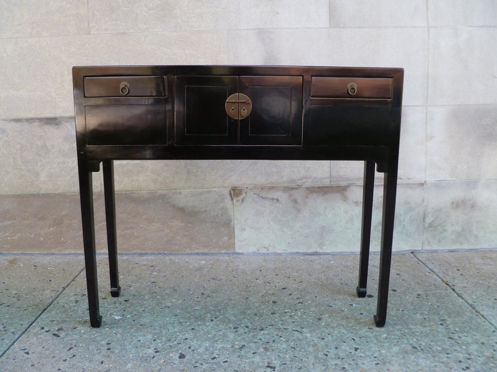 Fine Black Lacquer Table With Drawers at 1stDibs