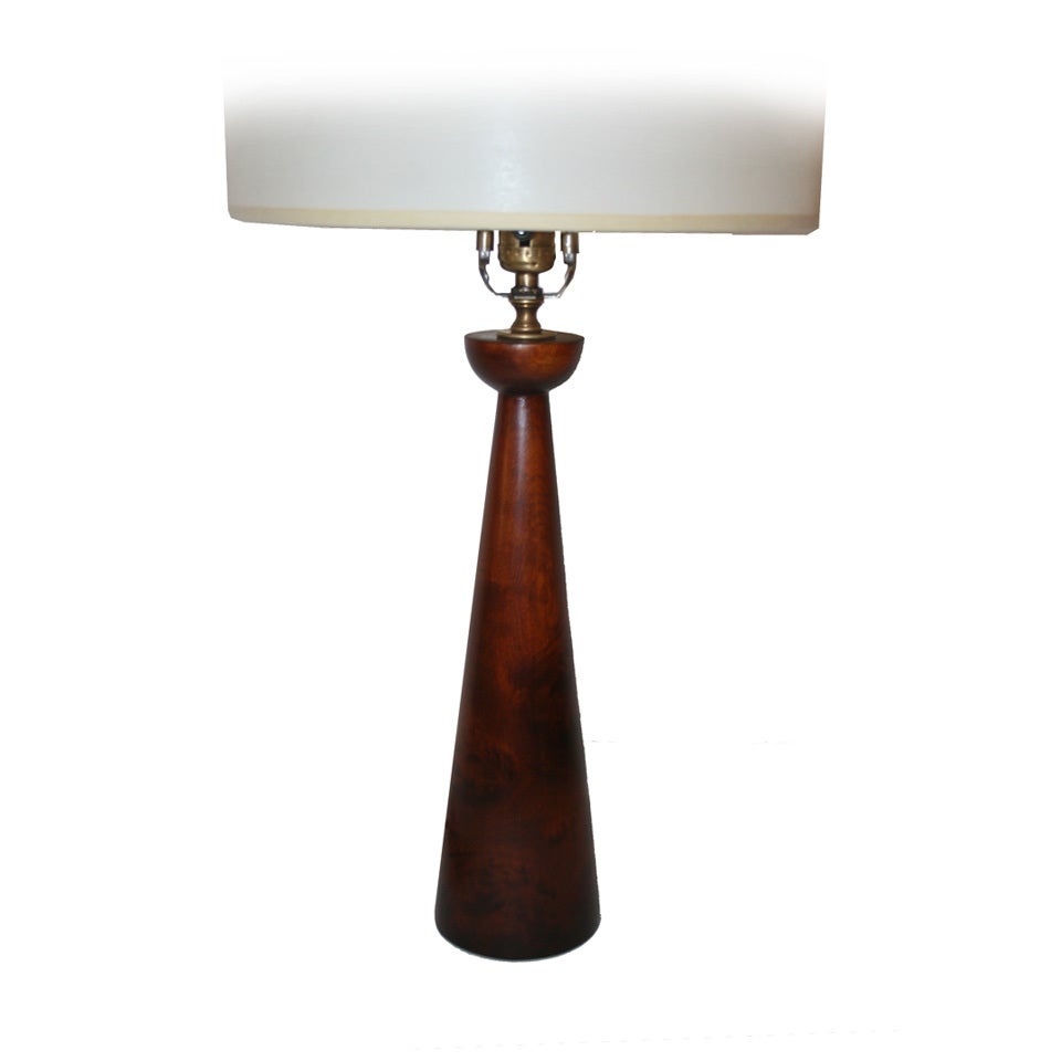 Solid Walnut Lathe Turned Table Lamp at 1stDibs