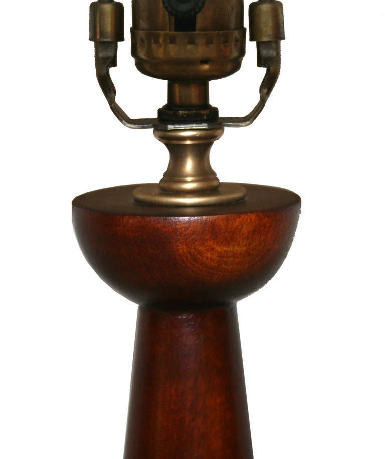 Solid Walnut Lathe Turned Table Lamp at 1stDibs