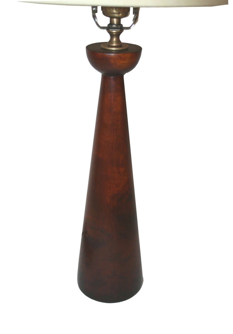 Solid Walnut Lathe Turned Table Lamp at 1stDibs