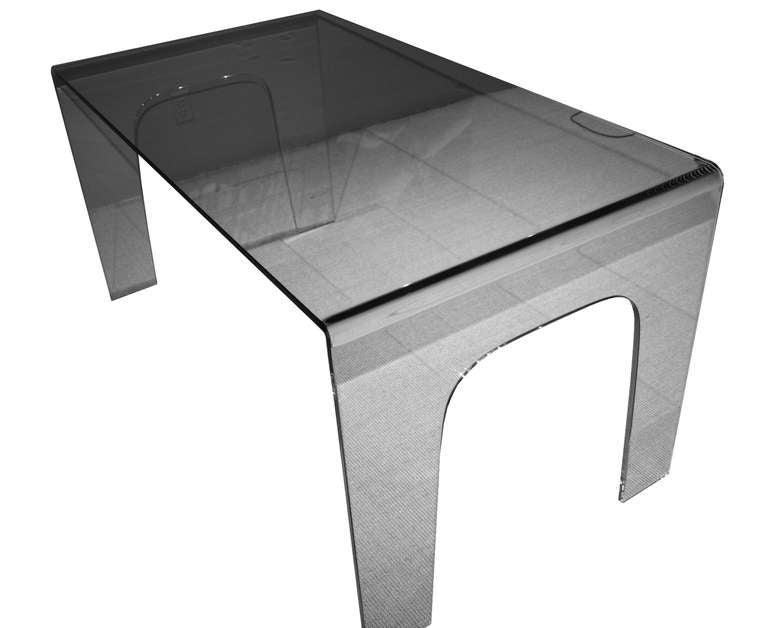1970's Italian Glass Waterfall Table / Desk at 1stDibs
