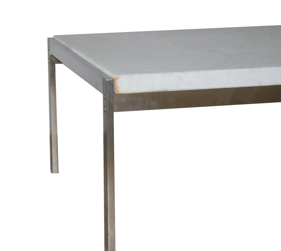 Poul Kjaerholm PK 63 White Flint-Rolled Marble Coffee Table at 1stDibs