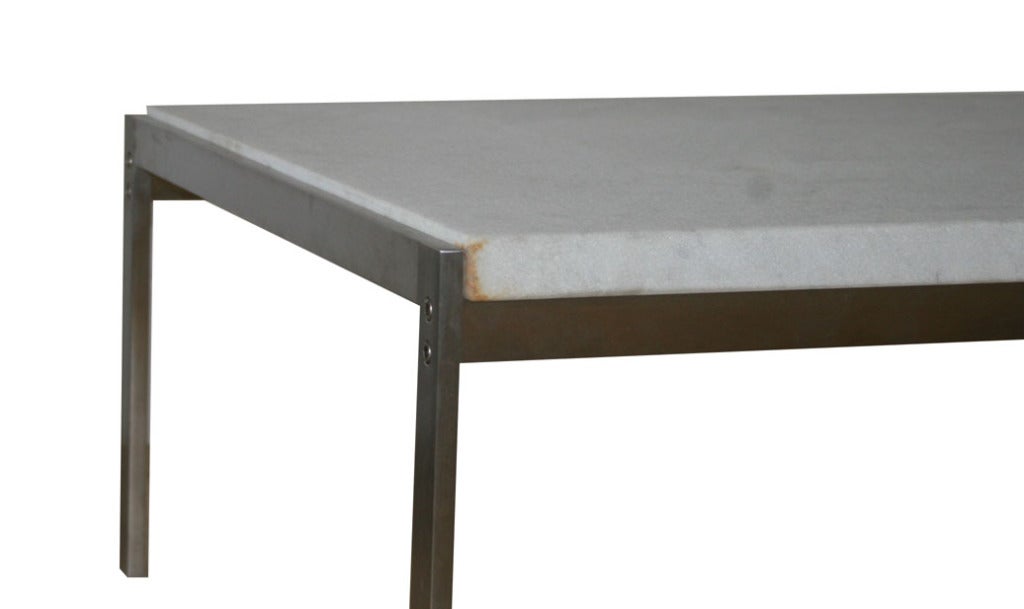 Poul Kjaerholm PK 63 White Flint-Rolled Marble Coffee Table at 1stDibs