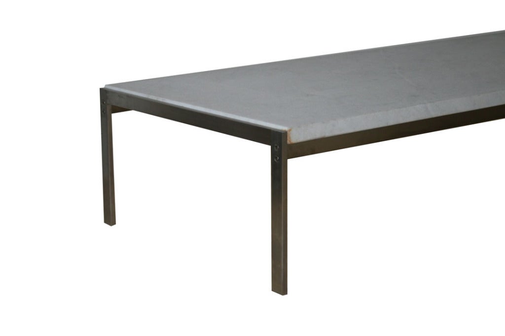 Poul Kjaerholm PK 63 White Flint-Rolled Marble Coffee Table at 1stDibs