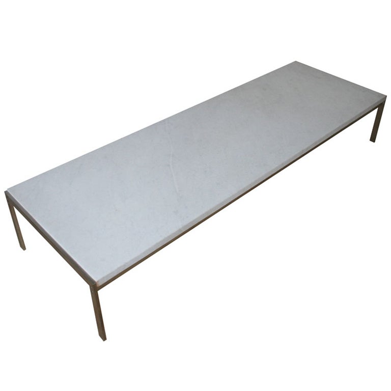 Poul Kjaerholm PK 63 White Flint-Rolled Marble Coffee Table at 1stDibs