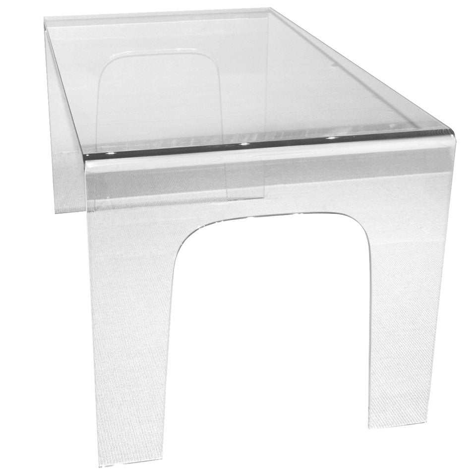 1970's Italian Glass Waterfall Table / Desk at 1stDibs