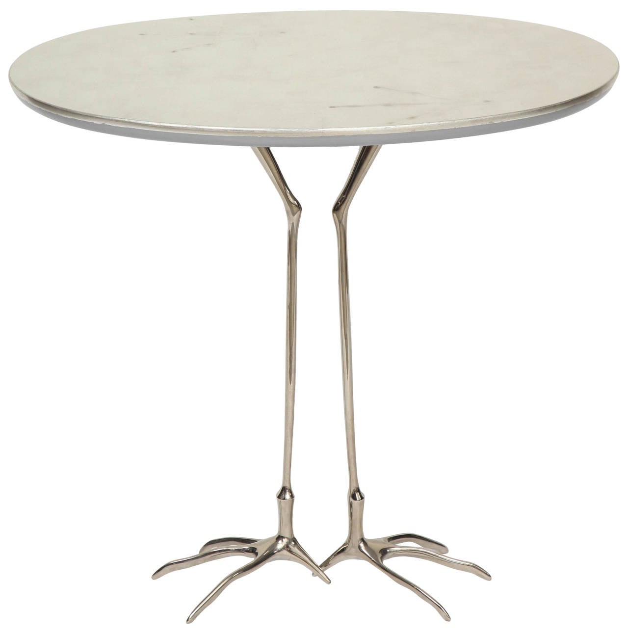 "Traccia" Siver Leaf Bird Leg Table by Meret Oppenheim at 1stDibs