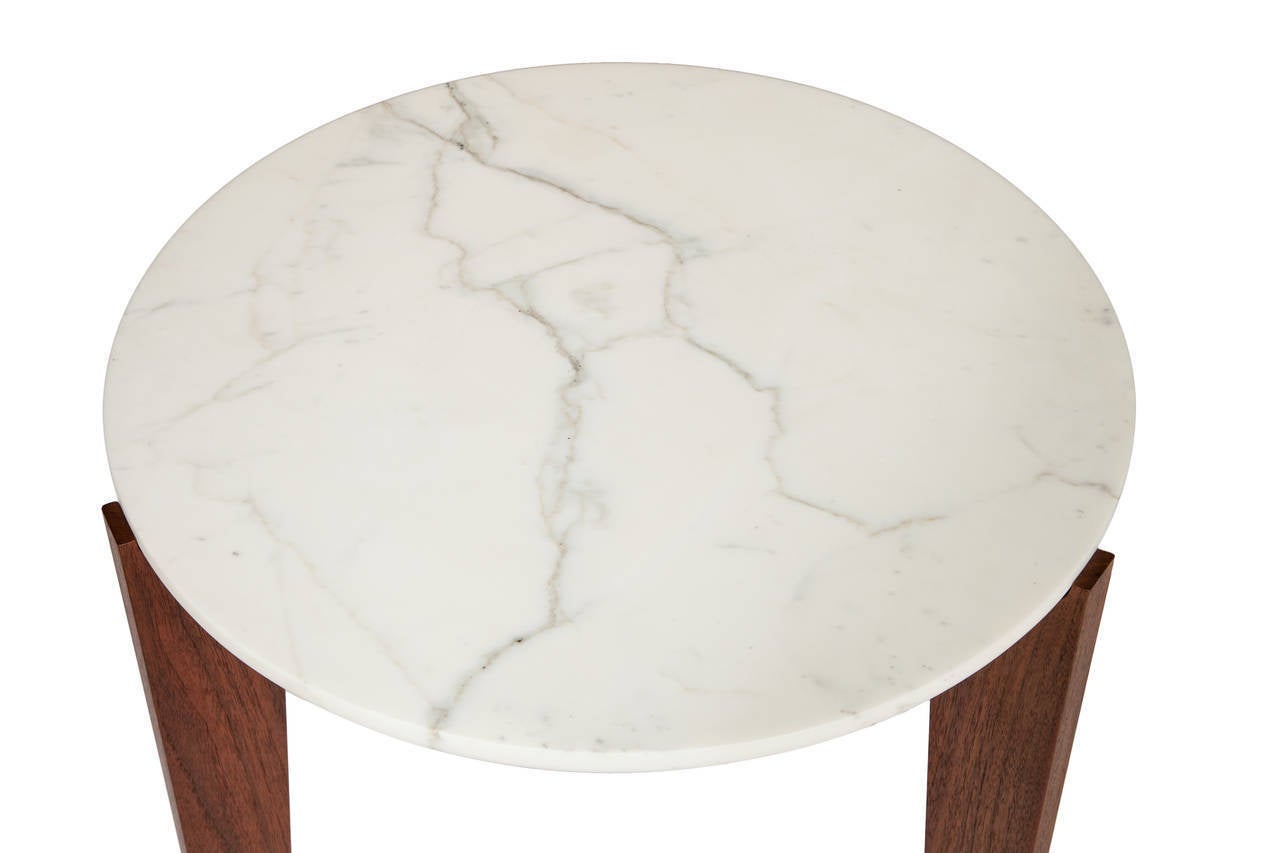 Stillmade Walnut Tripod Side Table with Calcutta Marble Top For Sale at ...