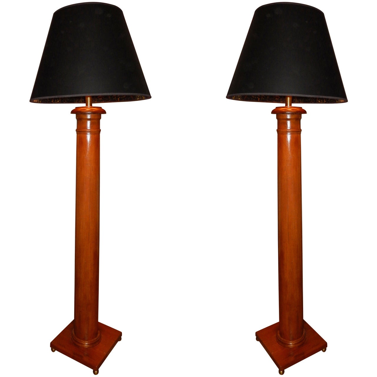 Pair of Tall Column Floor Lamps at 1stDibs