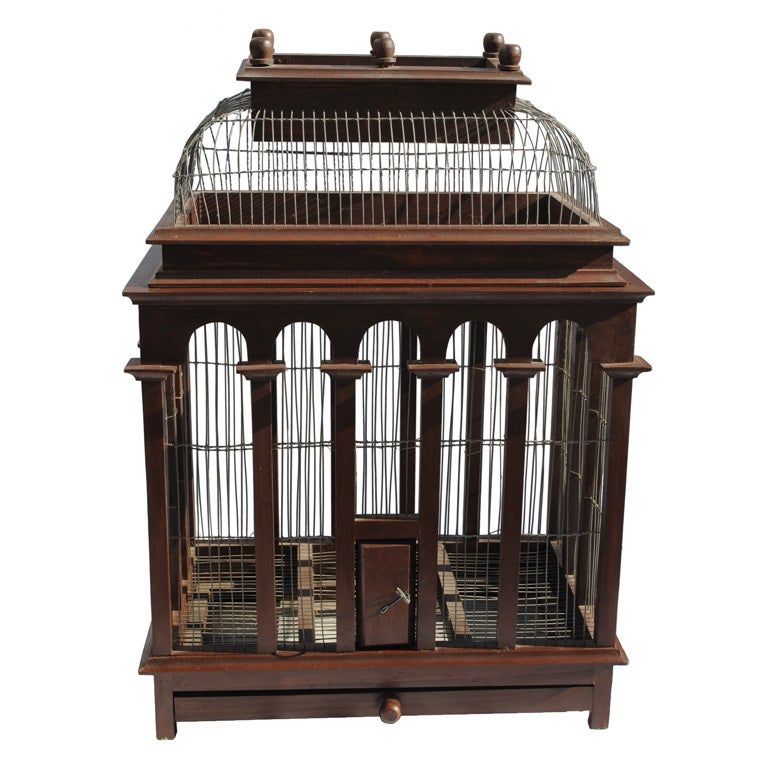 A 19thc English Wood and Wire Birdcage. at 1stDibs
