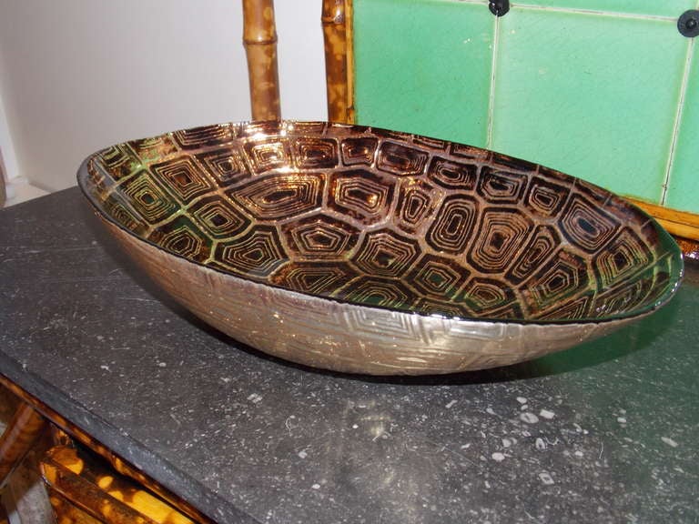 A Unique Large Hand Crafted Turtle Themed Glass Bowl. at 1stDibs