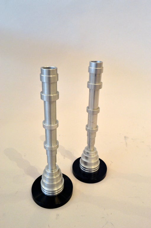 Hand Lathed Machine Age Candlesticks at 1stDibs