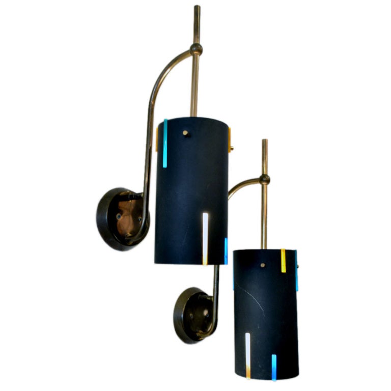 Original 1950's Multi Color Accent Wall Sconces by Lightolier at 1stDibs