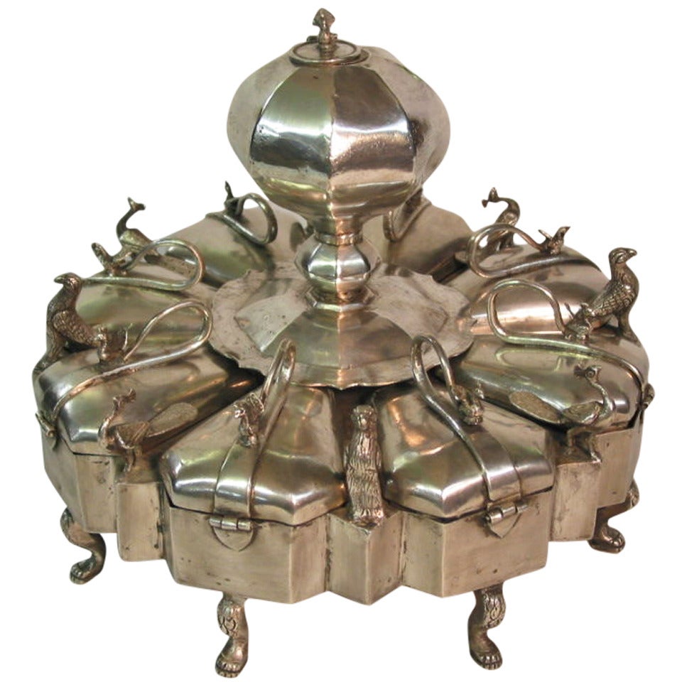 Sterling Silver Raj Period Serving Tray For Sale at 1stDibs