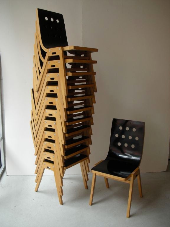 Austrian Beechwood and Bent Plywood Stacking Chairs Roland Rainer ...