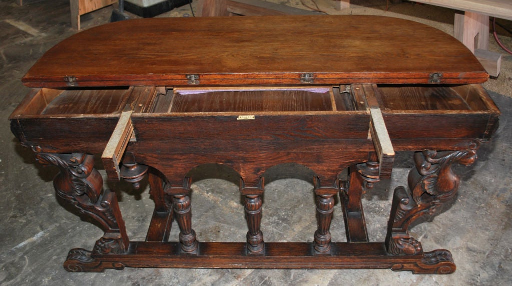 Renaissance Style Console / Folding Table from B Altman New York at 1stDibs