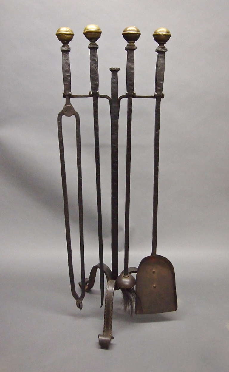 Large Set of Hand Hammered Fire Tools Arts and Crafts Circa 1910 ...