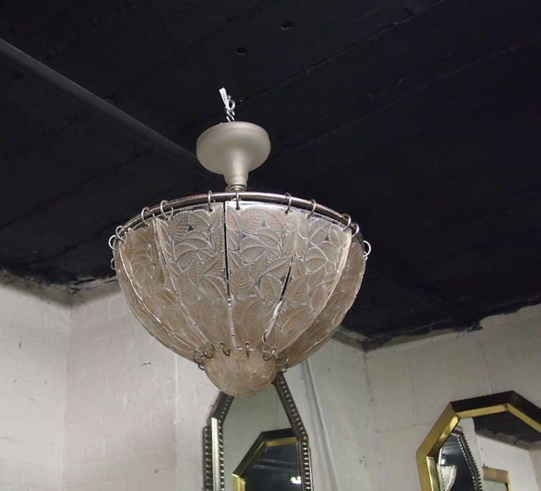 "Feuilles de Charmes" Ceiling Fixture Signed R. Lalique, Designed 1921 ...