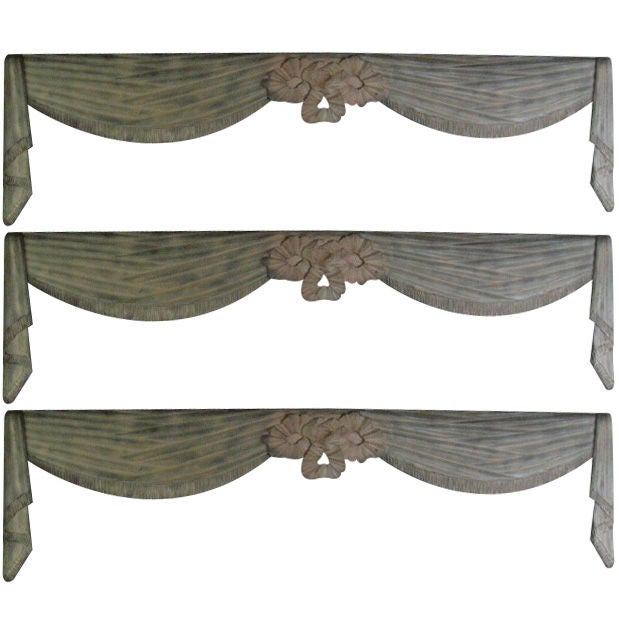 Three Hand Carved And Painted Wood Cornices at 1stDibs